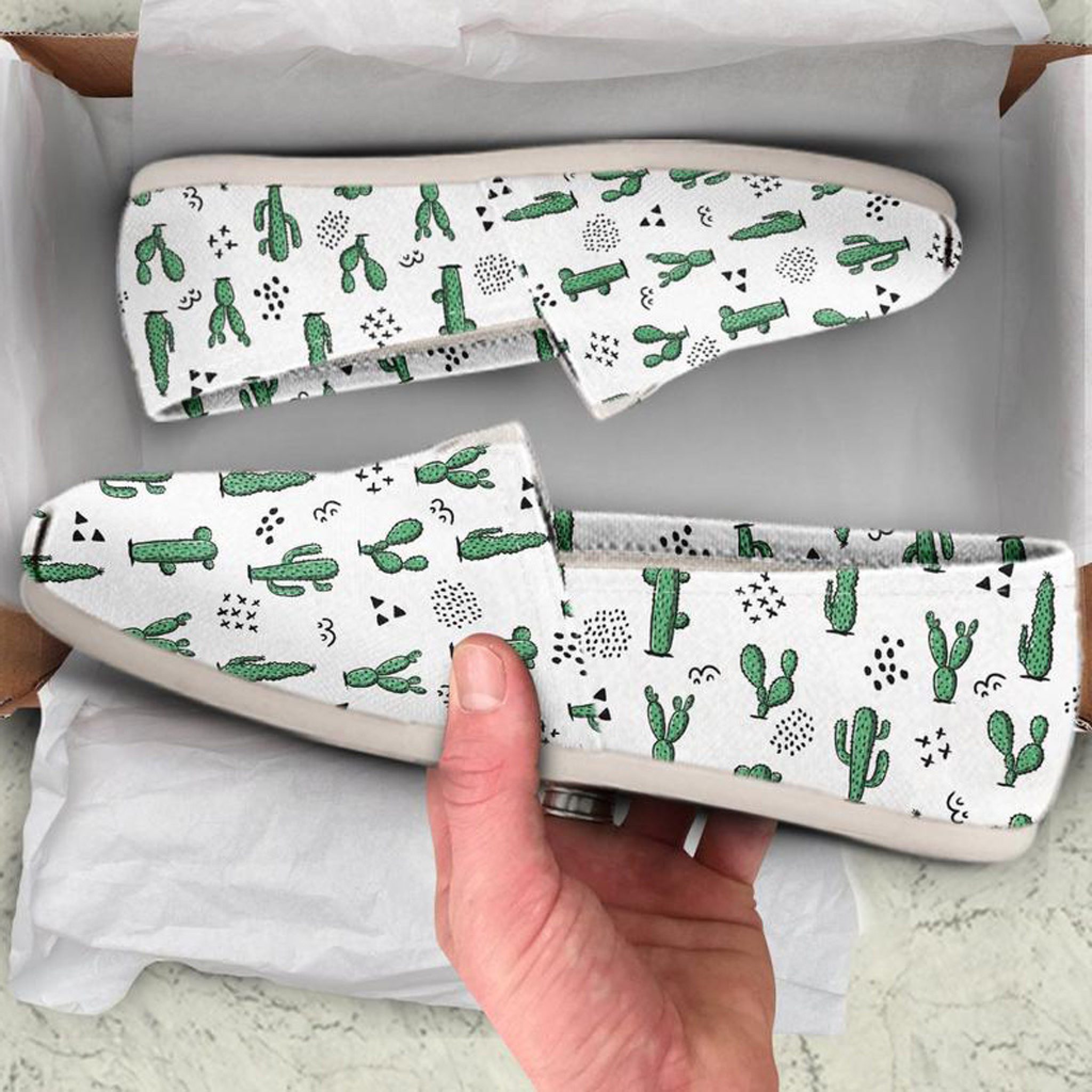 Kawaii Cactus Shoes | Custom Canvas Sneakers For Kids & Adults