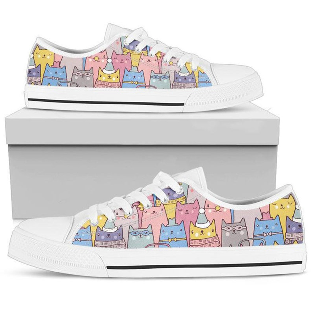 Kawaii Cat Shoes | Custom Canvas Sneakers For Kids & Adults