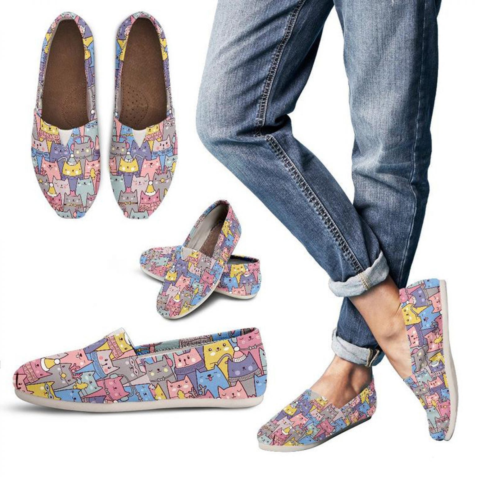 Kawaii Cat Shoes | Custom Canvas Sneakers For Kids & Adults