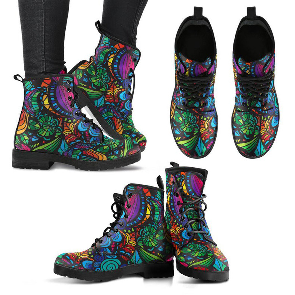 Art Print Boots 2 | Vegan Leather Lace Up Printed Boots For Women
