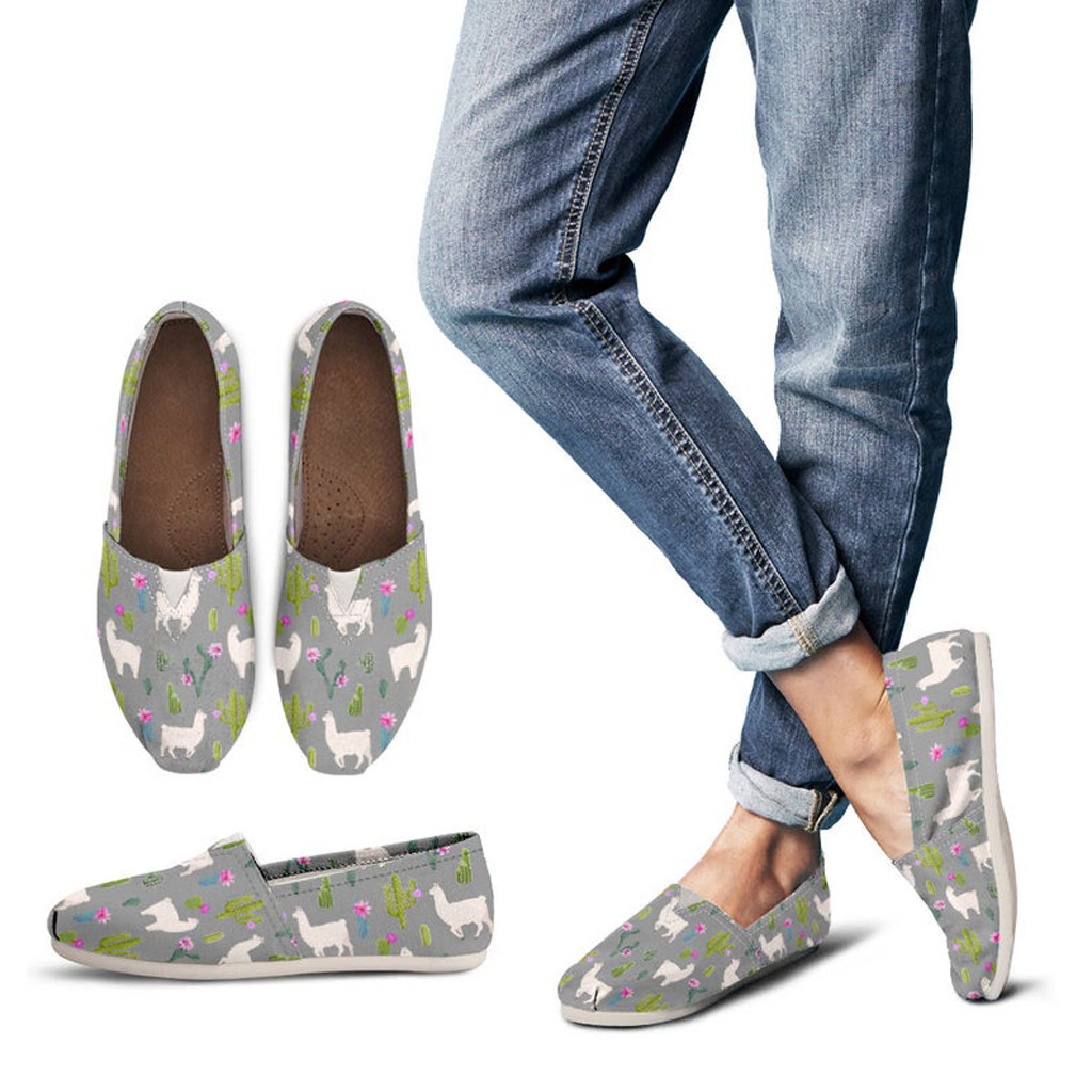 Cute Llama Shoes | Custom Canvas Sneakers For Kids & Adults