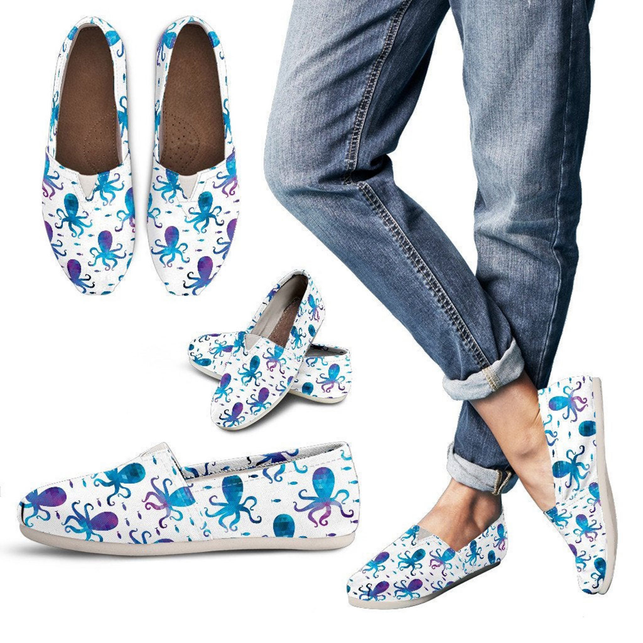 Blue Octopus Shoes | Custom Canvas Sneakers For Kids & Adults