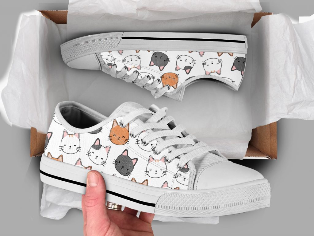 Cute Kitten Cat Shoes | Custom Canvas Sneakers For Kids & Adults