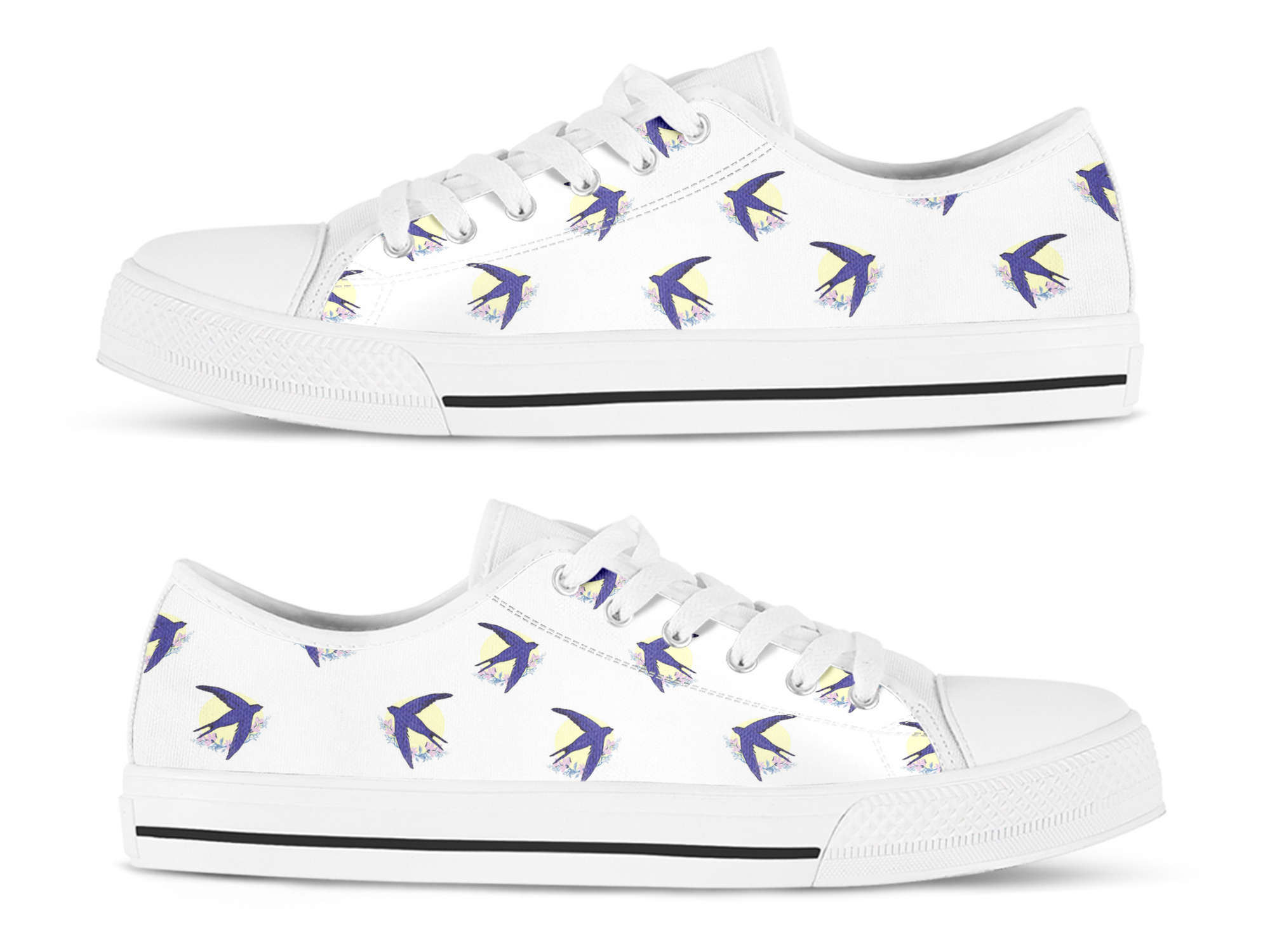 Swallow Print Designer Shoes | Custom Canvas Sneakers For Kids & Adults