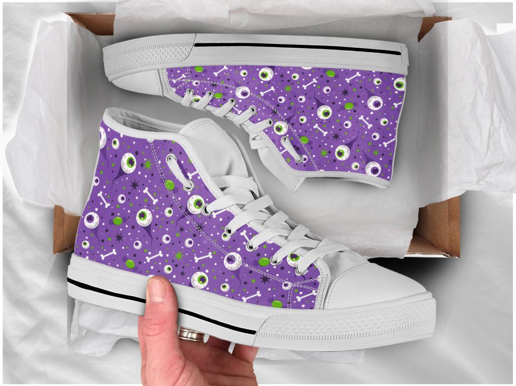 Purple Eyeball Shoes | Custom Canvas Sneakers For Kids & Adults