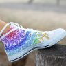 Rainbow Mandala Shoes | Custom Canvas Sneakers For Kids & Adults
