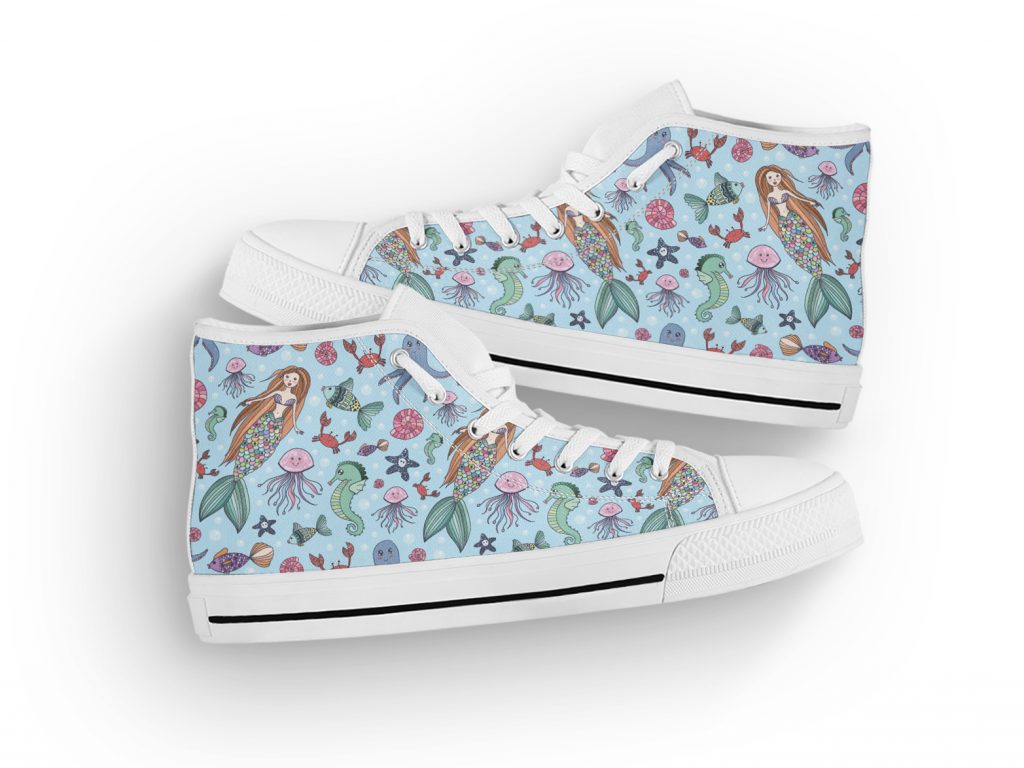 Mermaid World Shoes | Custom Canvas Sneakers For Kids & Adults