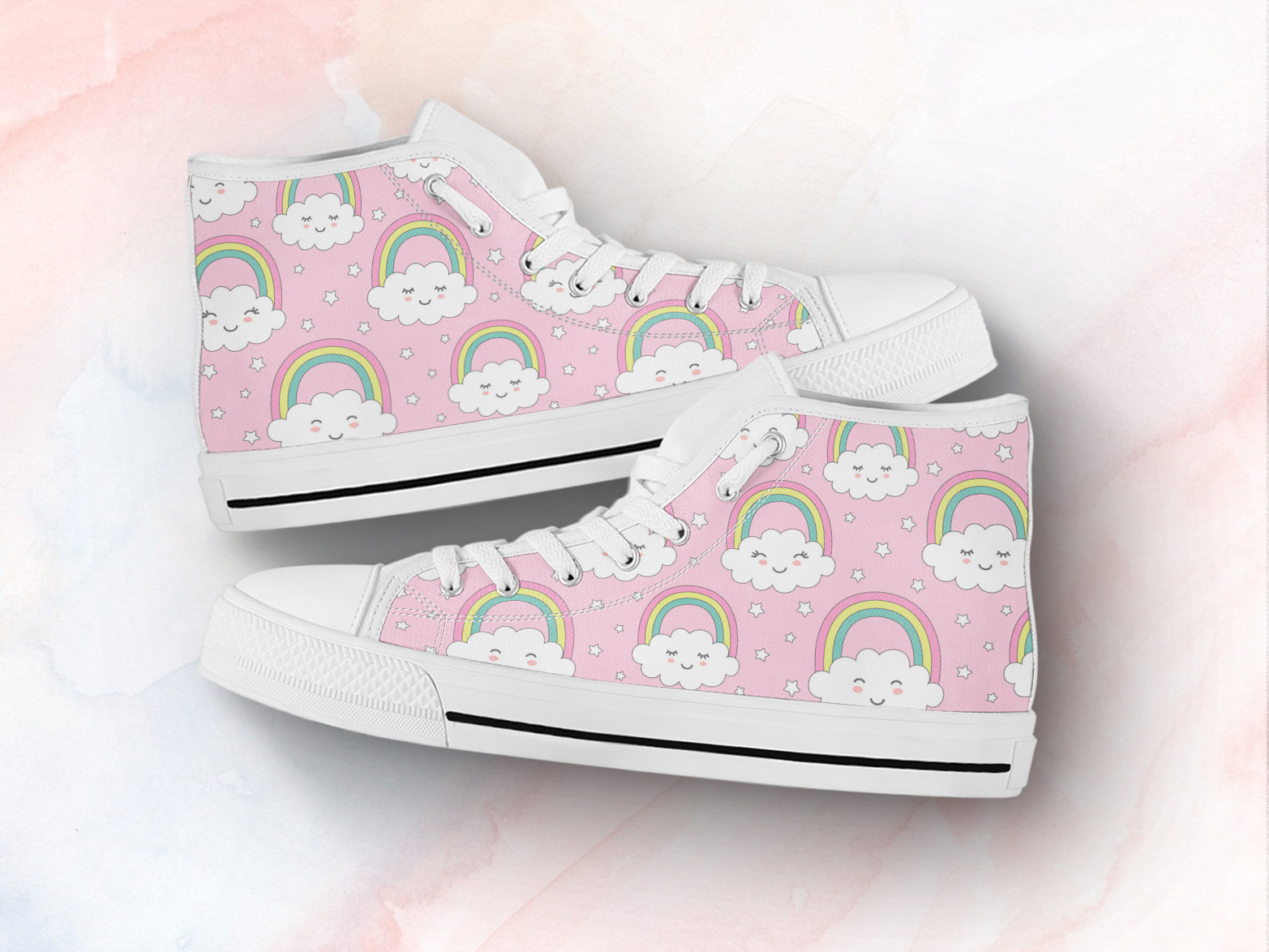 Pink Rainbow Shoes | Custom Canvas Sneakers For Kids & Adults