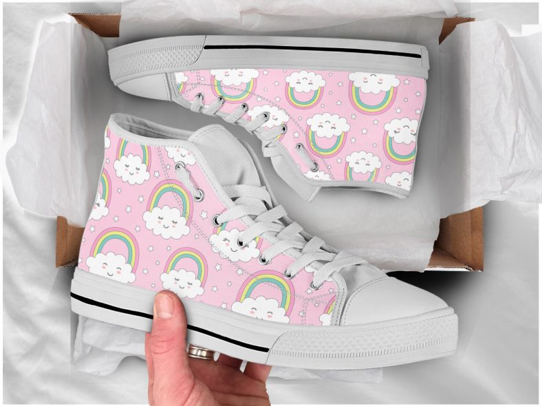 Pink Rainbow Shoes | Custom Canvas Sneakers For Kids & Adults